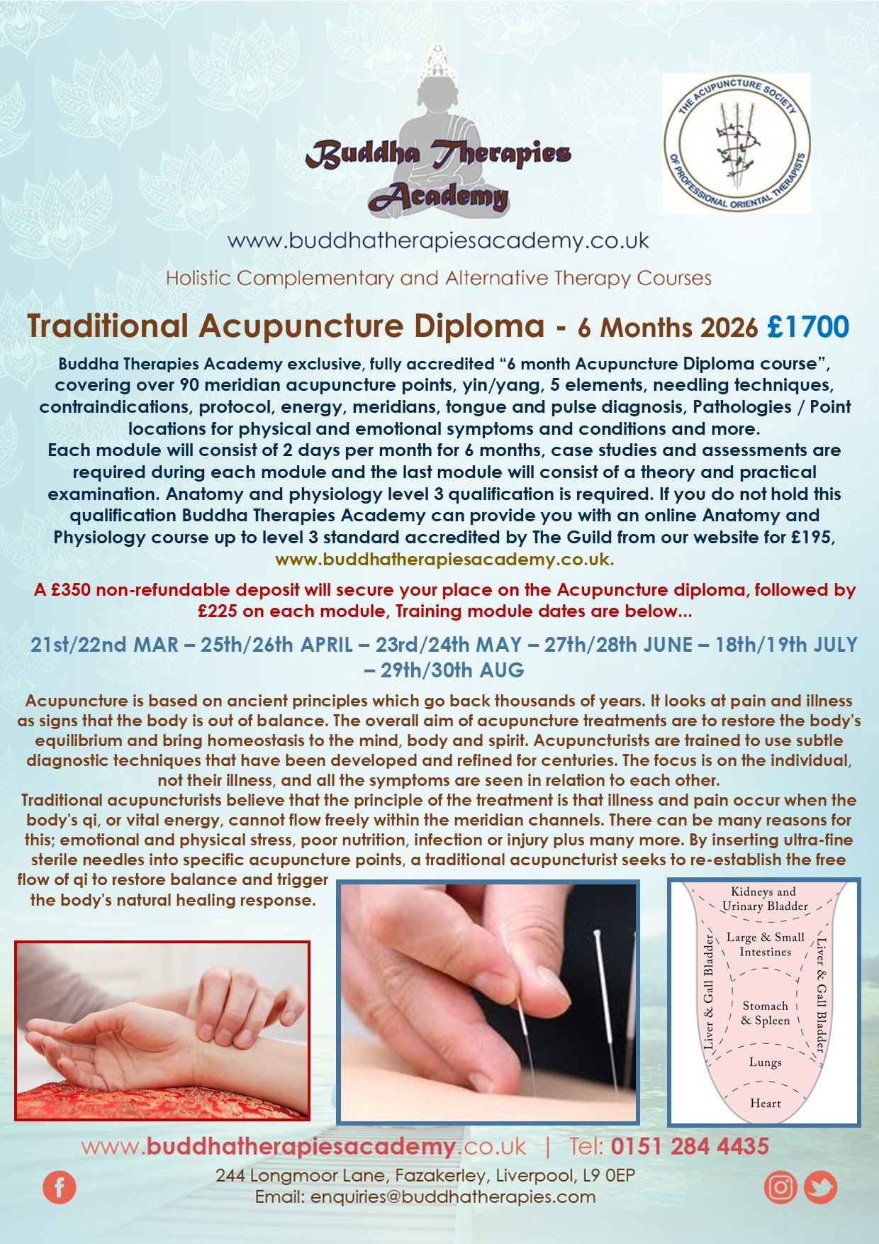 Traditional Acupuncture Diploma - 6 Months - Liverpool - Buddha ...