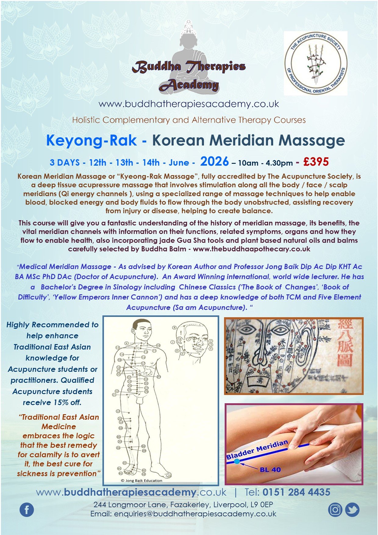 Keyong-Rak Korean Meridian Massage - Liverpool - Buddha therapies academy